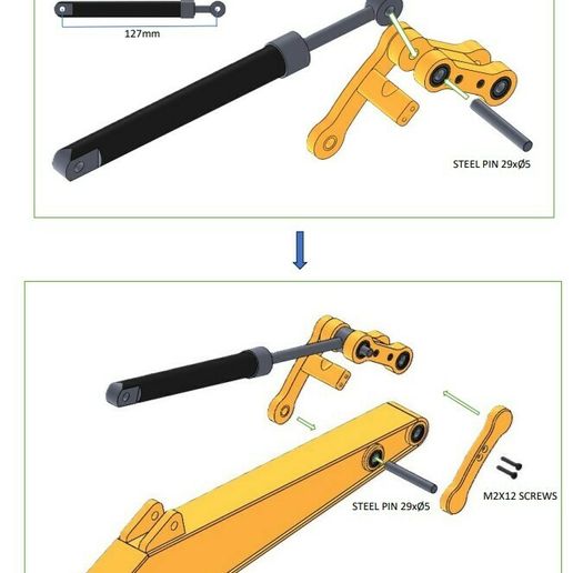 🐱 CAT 320 GC ARM AND LEVERS FOR BUCKET MOVEMENT・ STL File for 3D ...