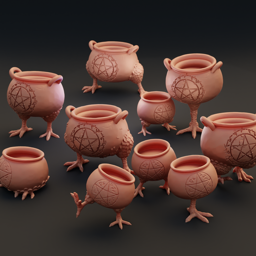🚶 Walking Cauldrons with chicken Legs - empty - 10 Models in various ...