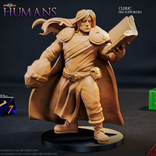🎲 Human Cleric 1 Miniature - Pre-Supported・Arquivo STL para Impressão ...
