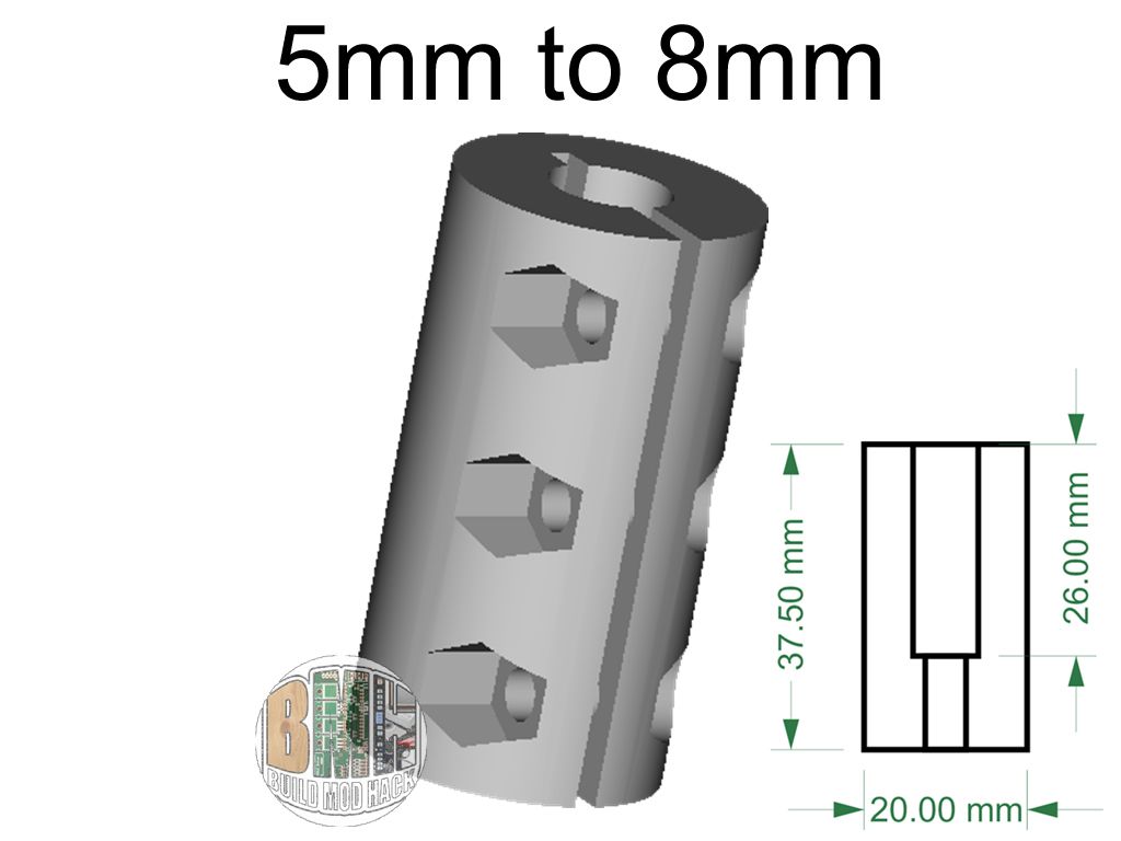 Fichier STL gratuit 5mm à 8mm Stepper / 775 Motor Z Axis Tall Coupler ...
