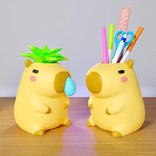 🖊️ Cute Capybara - Pen Holder & Planter・ 3D File for 3D printing・Cults
