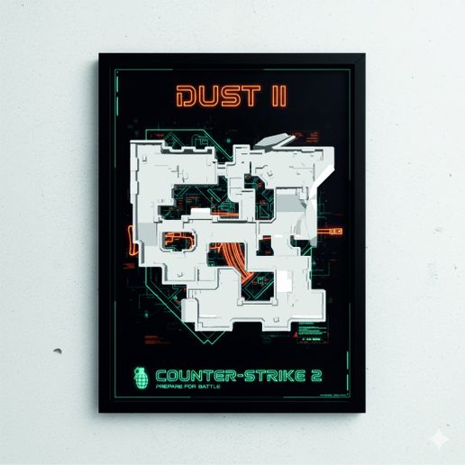 🌬️ Dust II Map - 3D Printed Wall Art | Counter-Strike 2・ 3MF File for ...