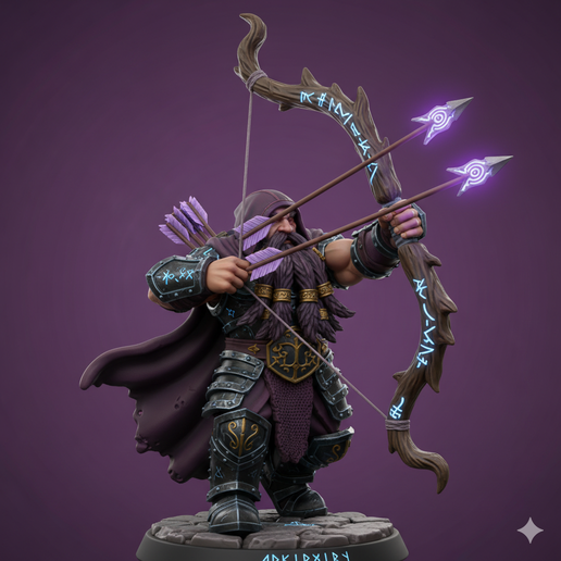 🏹 Single STL Dwarven Rune-Archer Miniature | Dynamic Fantasy Ranged ...