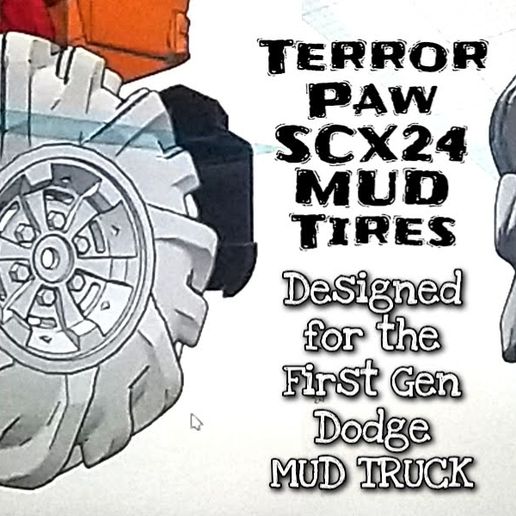 🐾 SCX24 TERROR PAW MUD TIRES・ STL File for 3D printing・Cults