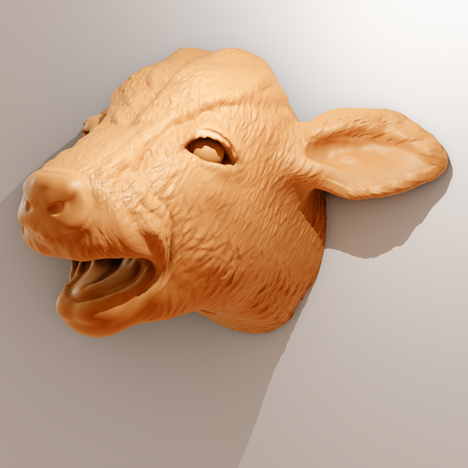 STL file cow calf head wall mount mouth open look up stl 🐄 ・3D print ...