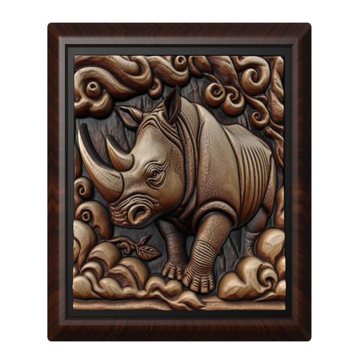 🦏 Rhinoceros animal wall art relief wall decor・Arquivo 3D para ・Cults