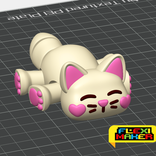 3MF file Flexi Cat/ kitty/ love/ Print-in-Place/ 3mf file 🐱 ・Model to download and 3D print・Cults