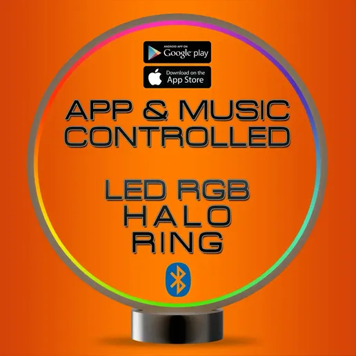 🟣 LED RGB DESIGNER CIRCLE RING HALO LIGHT LAMP - App & Music Controlled・Archivo 3D Gratis para ...