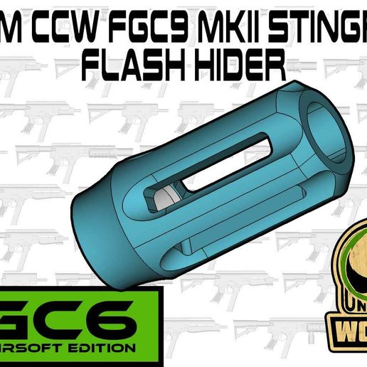 Free STL file FGC-6: FGC-9 MKII Stingray flash hider 14mm CCW for ...