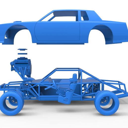 🏎️ Diecast Vintage dirt late model race car Scale 1:25・ 3D File for ・Cults