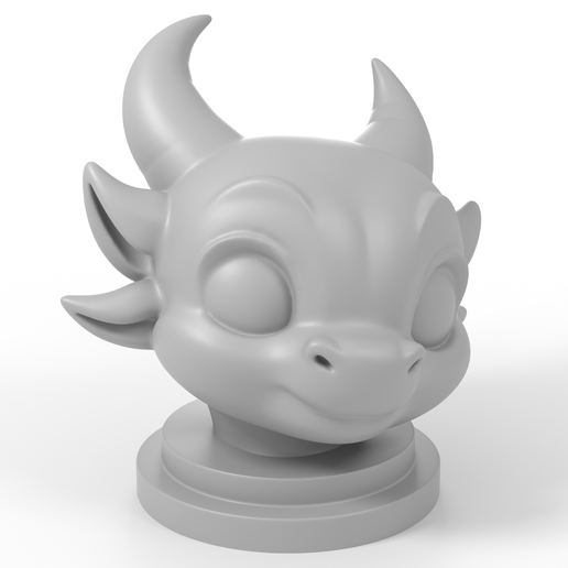 👶 Cabeza de dragón bebé con base - STL imprimible en 3D estilizado ...