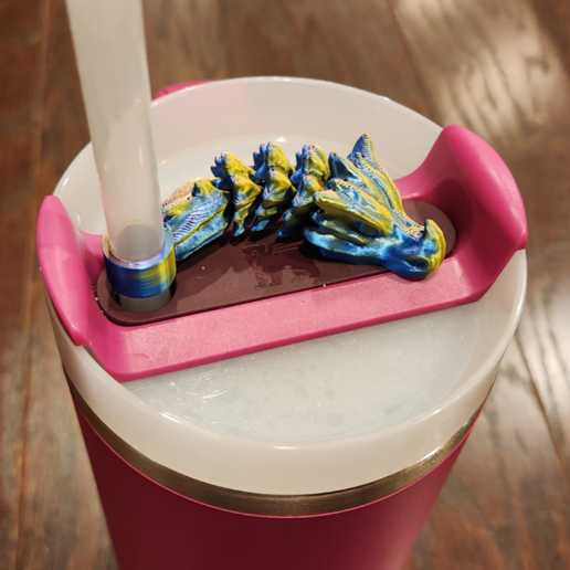 🐉 Articulated Dragon Stanley straw topper・ STL File for 3D printing・Cults