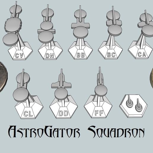 🖖 MicroFleet AstroGator Squadron Starship Pack・ 3D File for ・Cults