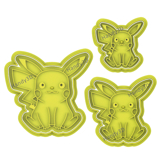STL file Pikachu body v1 cookie cutter pack three sizes 🍪 ・3D print ...