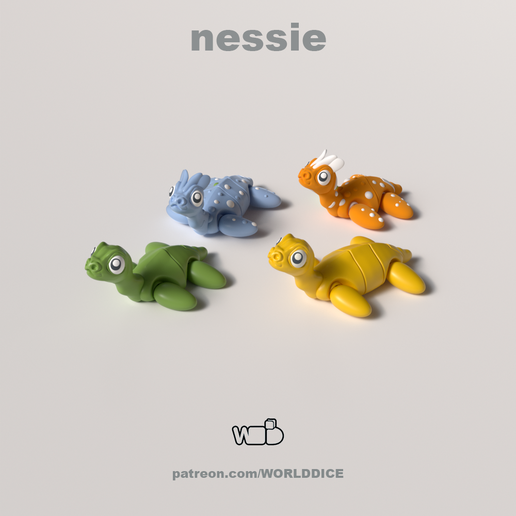 OBJ file Nessie Articulated (3MF)・Model to download and 3D print・Cults