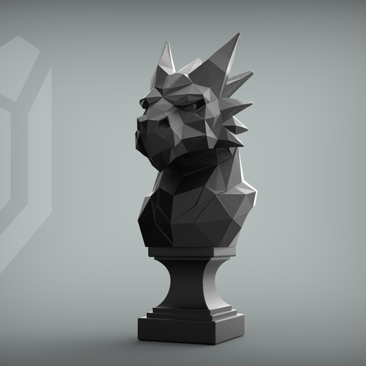 🐉 Low Poly Dragon Bust Stylized Geometric Fantasy Sculpture・ STL File ...