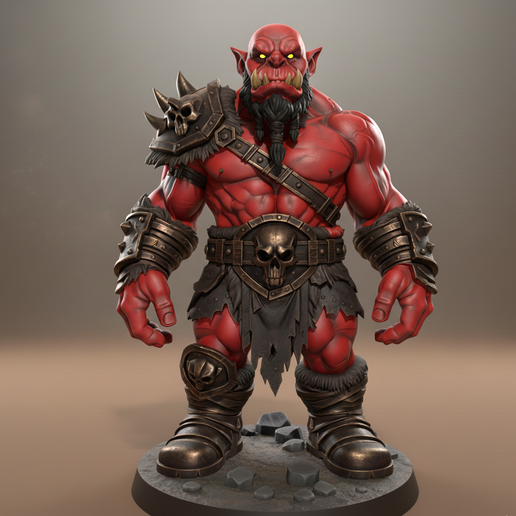 🎲 Mighty Red Orc Warrior - Fantasy Miniature for 3D Printing・ STL File ...