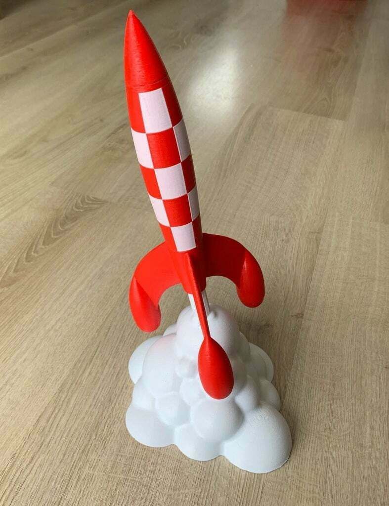 Fichier STL gratuit Tintin Rocket Dual-color / Fusée Tintin Bi-couleur・Plan à télécharger et à ...