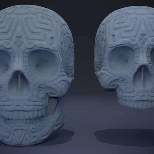 💀 Aztec Skull version 1・ STL File for ・Cults
