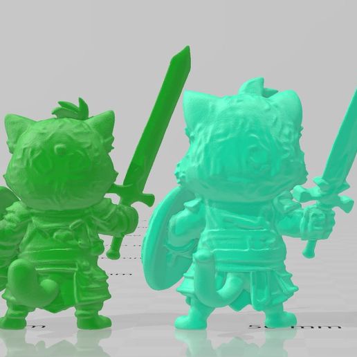 🐱 Chibi Cat Knight DND Minis・Free STL File for 3D printing・Cults