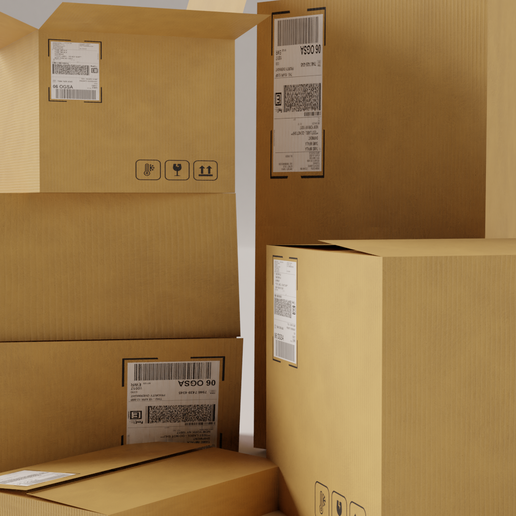 📦 Cardboard box package with 3D texture model・ STL File for ・Cults