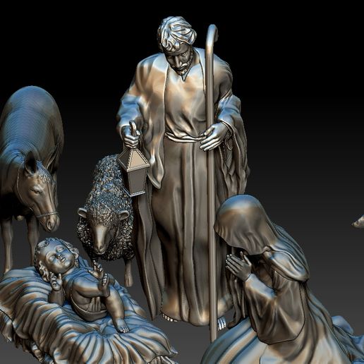 STL file Nativity Crib figures 3D print model HOLY FAMILY STATUE 🎄 (OBJ ...