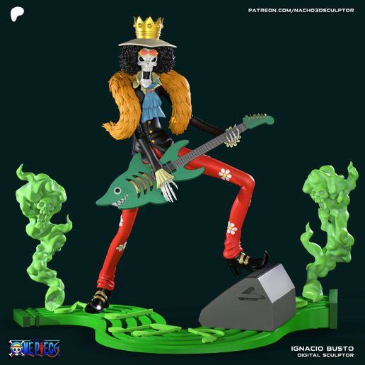 🤴 Brook "Soul King" - One Piece・ STL File for 3D printing・Cults