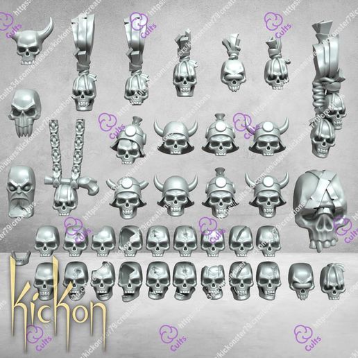 🔨 40 Different skulls.・ 3D File for 3D printing・Cults