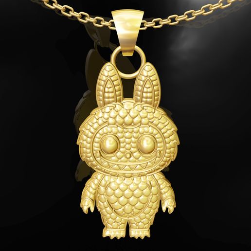 💍 Elegant Gold Labubu Pendant Necklace 3Dmodel Printable・ STL File for ...