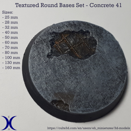 🎲 Round Bases Set – Concrete 41 Texture (25–160mm) | Perfect for ...