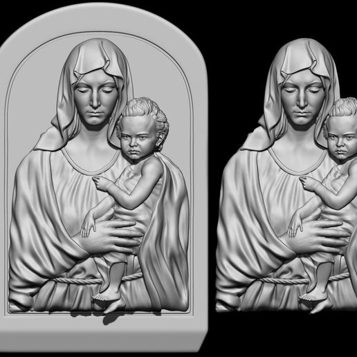 ️ Mother Maria bas relief・ STL File for 3D printing・Cults