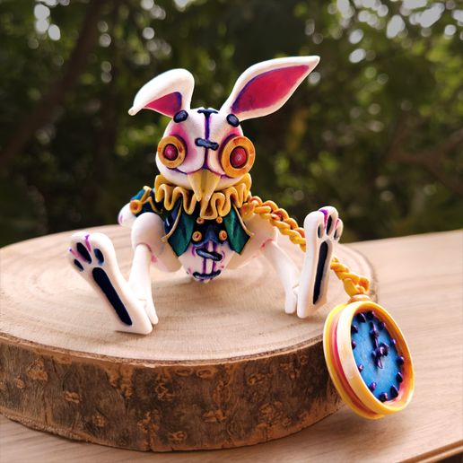 🐰⏰🐇 Articulated White Rabbit 🐇⏰🐰・ STL File for 3D printing・Cults