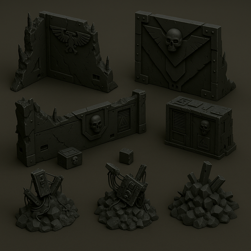 🎲 Grimdark Fortifications & Scatter Terrain Set – Modular Sci-Fi STL ...