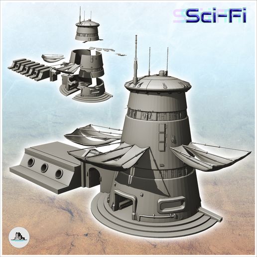 🏗️ Round futuristic building with large hanging canvas canopy (2 ...
