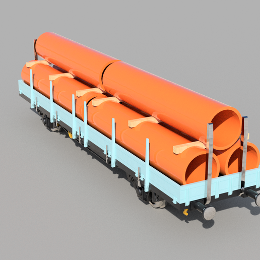 🚆 1/87 - HO Scale - PVC Pipes Cargo Train・ STL File for 3D printing・Cults