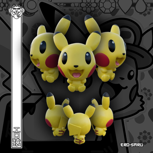 🐉 pikachu pokemon chibi・Arquivo STL para Impressão 3D・Cults