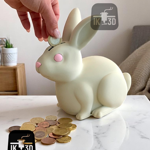 🏦 Bunny Piggy Bank / Multiparts / No Supports・ STL File for 3D printing・Cults
