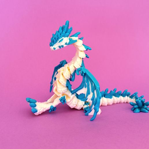 ️🐲 Articulated Snow Dragon 🐲 ️ - COLORED FILE INCLUDED・ STL File for 3D ...