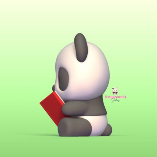 🐼 Panda Reading a Book・ 3D File for 3D printing・Cults