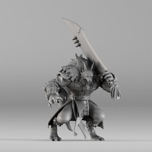 🐺 S00031 Werewolf Champion with Sword 3dp・ 3D File for 3D printing・Cults