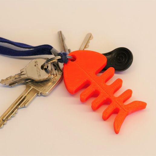 🔑 Fish-bone key ring・Free STL File for ・Cults