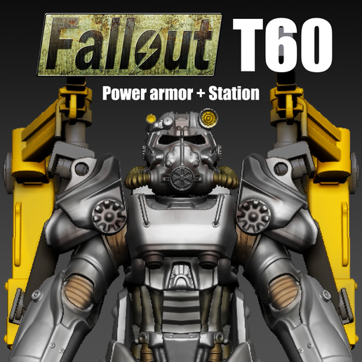 🚉 Fallout T60 Power Armor + Armor Station・ STL File for 3D printing・Cults