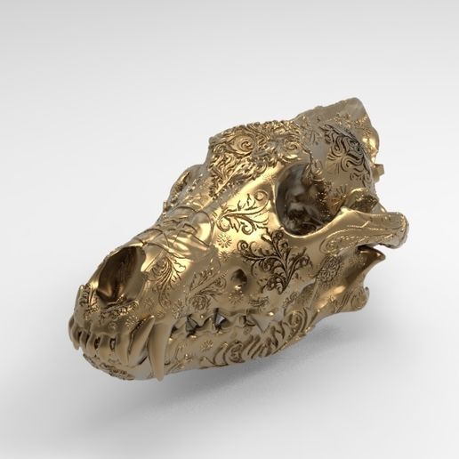 Fichier STL Ornement de loup à tête de mort・Objet pour imprimante 3D à télécharger・Cults