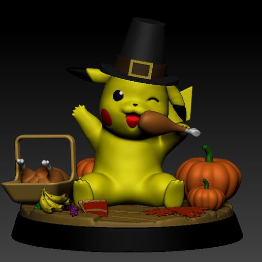 🐉 Pokemon pikachu thanksgiving・ STL File for ・Cults