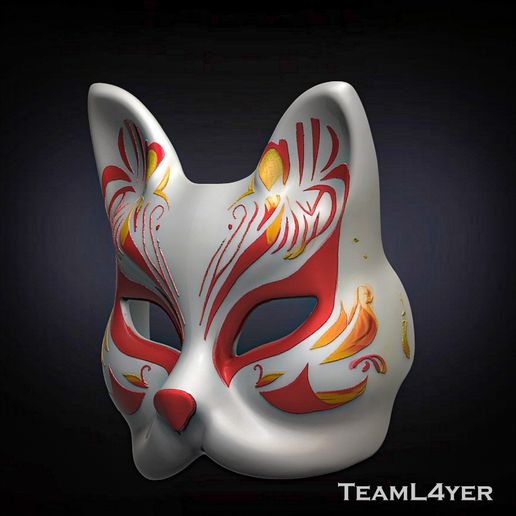 🐱 Kitsune Cat Cosplay Mask・ STL File for 3D printing・Cults