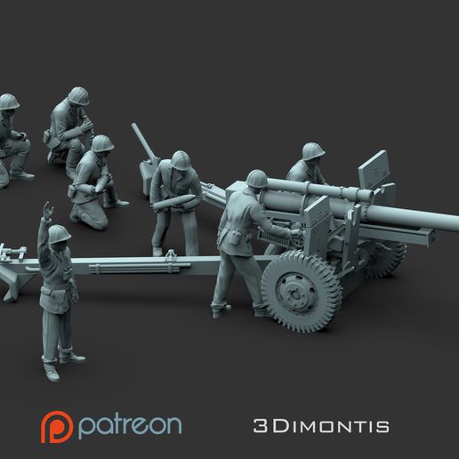 🧨 US Howitzer 105mm and Artillery Crew・ STL File for 3D printing・Cults