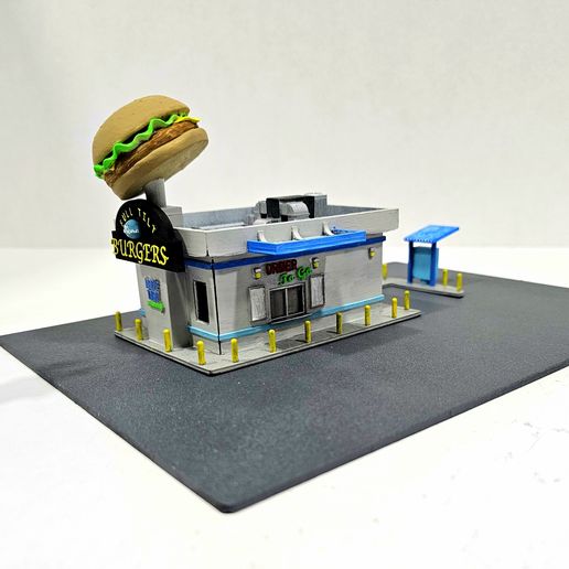 🏘️ HO SCALE / FAST FOOD RESTAURANT / DRIVE THRU・ STL File for ・Cults
