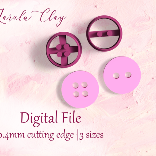 📁 Button Clay Cutter STL | STL Digital File | 4 Sizes | Buttons Cookie ...