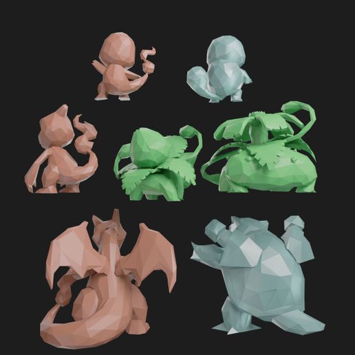 Fichier STL Pokemon Low Poly Collection - 7 Iconic Fan Art Models 🐉 ...
