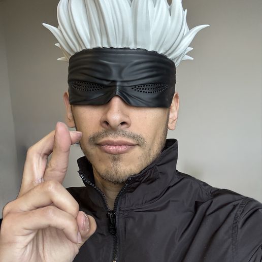 3D printing Gojo Saturo Eye Mask With Hair - jujutsu Kaisen Cosplay • made with Bambu P1S・Cults